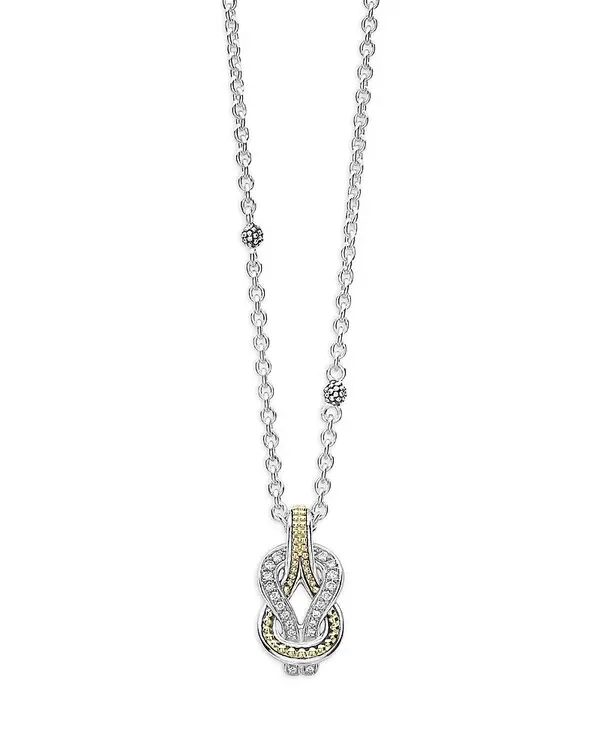 Lagos 18k Yellow Gold & Sterling Silver Newport Diamond Knot Pendant Necklace - Silver/gold