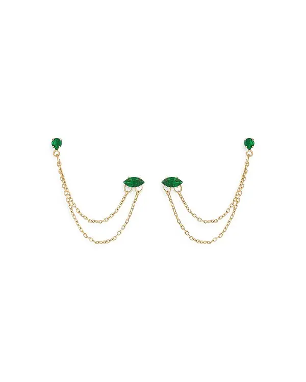 Ettika Draped Chain Earrings - Green/gold