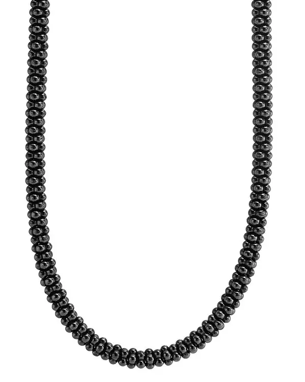 Lagos Caviar Ceramic Necklace With 18k Gold - Black