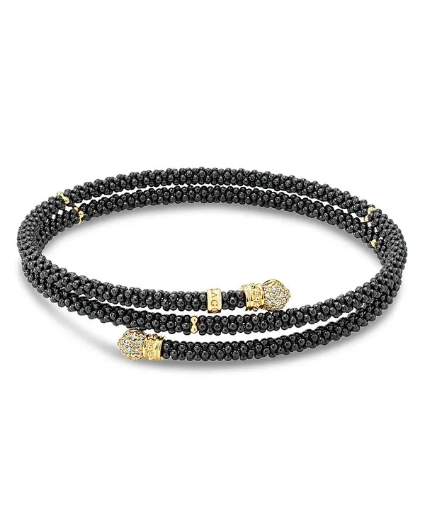 Lagos Gold & Black Caviar Collection Diamond Bracelet - Black/gold