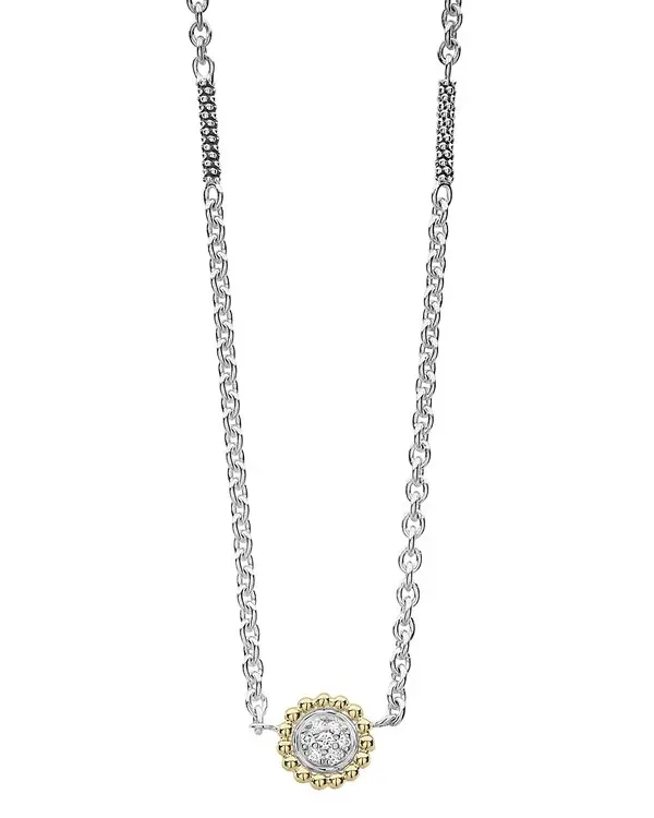 Lagos 18k Gold And Diamond Caviar Pendant Necklace - Gold/silver
