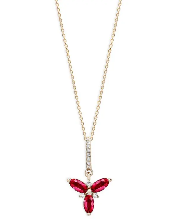 Bloomingdale'S Ruby And Diamond Trio Pendant Necklace - Red/gold