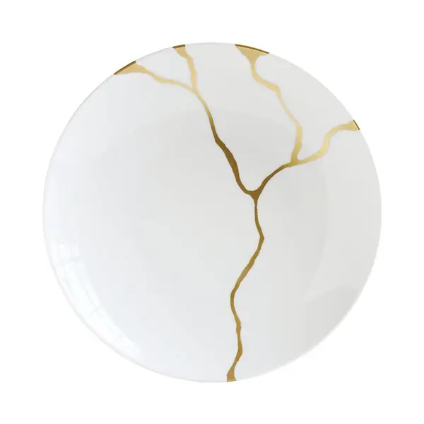 Bernardaud Kintsugi-sarkis 24k Gold Deep Round Dish - White/gold