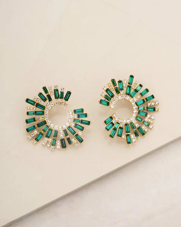 Ettika Open Circle Earrings - Green