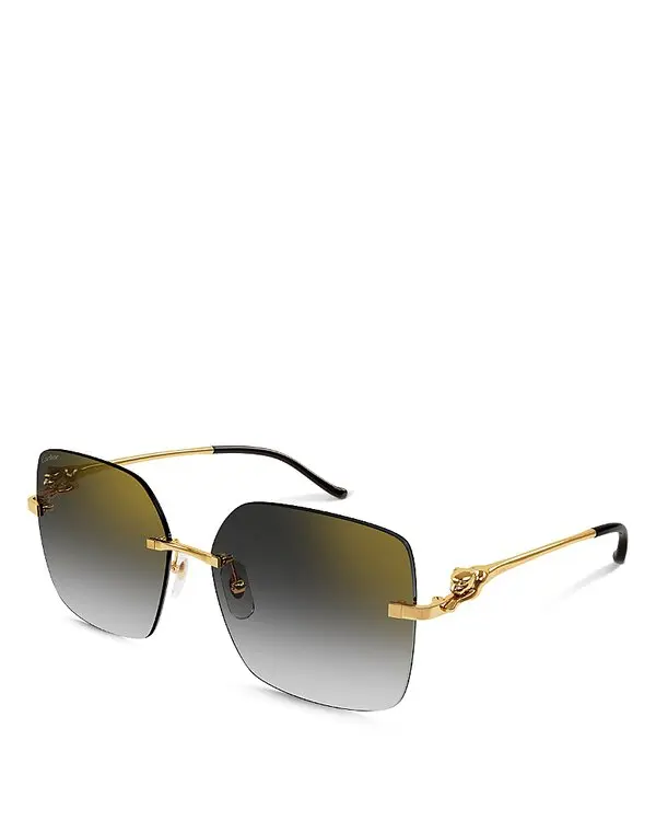 CARTIER Panthère Classic Rimless Sunglasses - Gold/gray Gradient