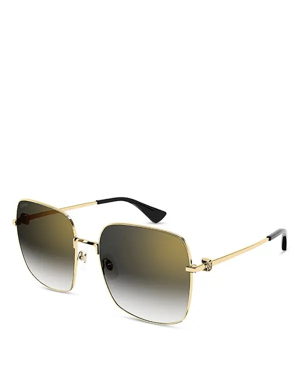 CARTIER Double C Squared 60mm Sunglasses - Gold/gray Gradient