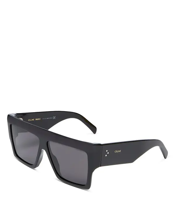 Celine Polarized Flat Top Square Sunglasses - Black/gray Polarized Solid