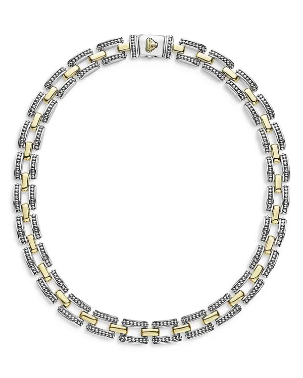 Lagos 18k Yellow Gold And Sterling Silver Link Necklace - Silver/gold
