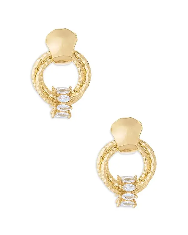 Ettika Mini Barrel Crystal Earrings - Gold