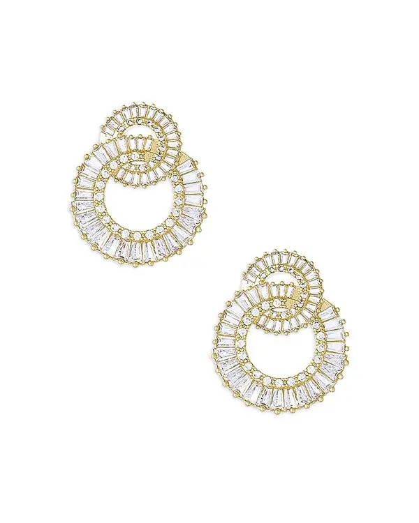 Ettika Rotating Circles Crystal Earrings - Gold