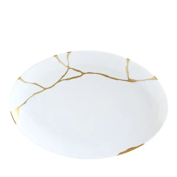 Bernardaud Kintsugi-sarkis 24k Gold Oval Platter - White/gold