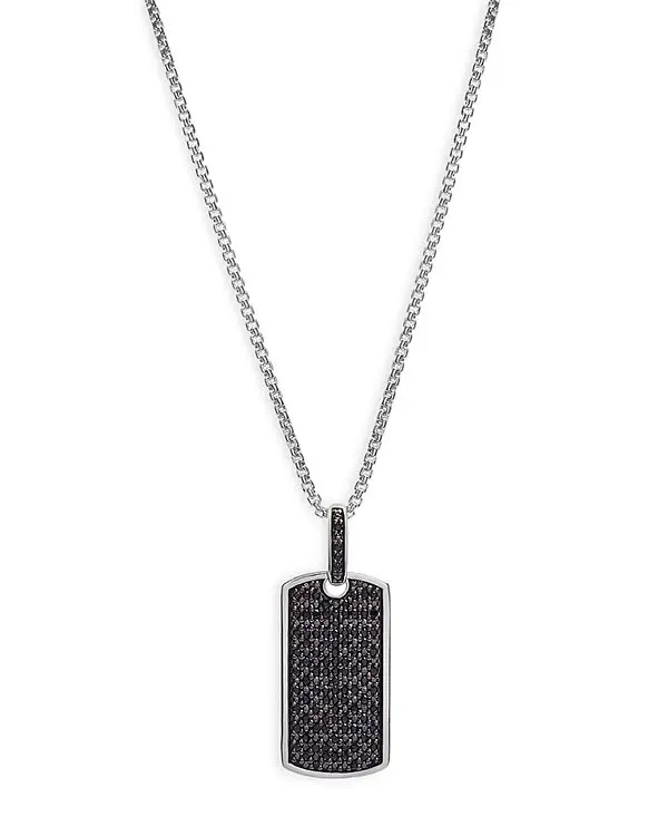Bloomingdale'S 14k White Gold Black Diamond Dog Tag Pendant, 0.50 Tcw - Black/white Gold