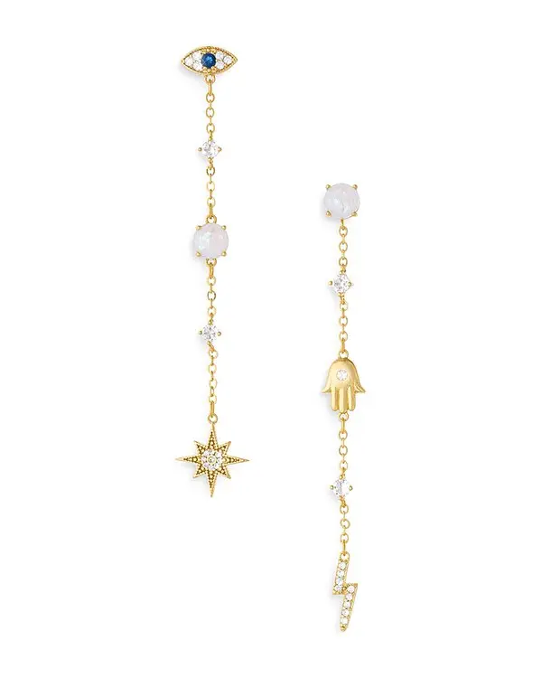 Ettika Linear Charm Drop Earrings - Gold