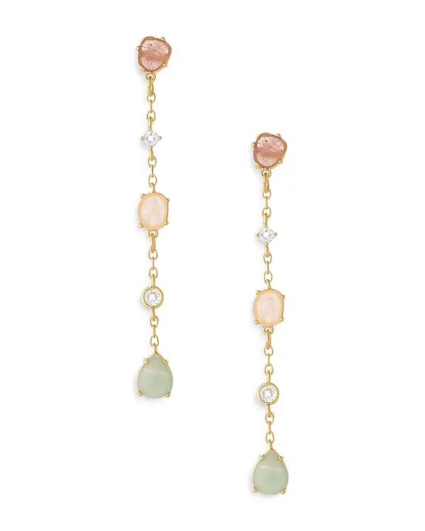 Ettika 18k Gold Plated Linear Drop Earrings - Multi/gold