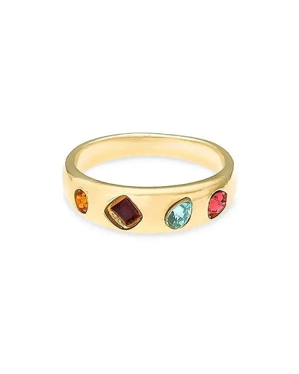 Ettika Gold-tone Multi Stone Ring - Multi/gold