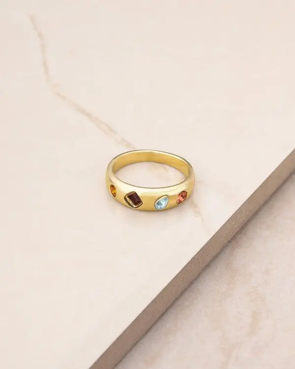 Ettika Gold-tone Multi Stone Ring - Multi/gold