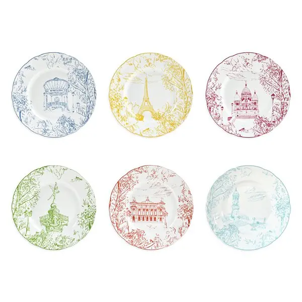Bernardaud Tout Paris Assorted Salad Plates, Set Of 6 - Multi
