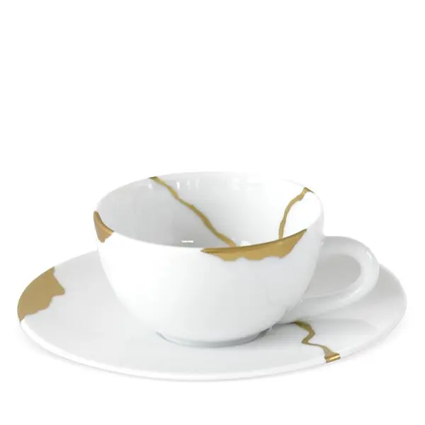 Bernardaud Kintsugi After Dinner Saucer - White/gold