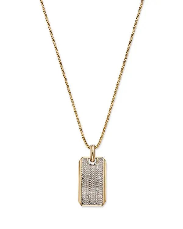 Bloomingdale'S Diamond Dog Tag Pendant Necklace In 14k Yellow Gold - White/gold
