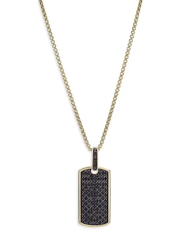 Bloomingdale'S Black Diamond Dog Tag Pendant Necklace In 14k Yellow Gold - Black/gold