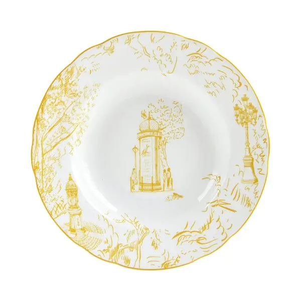 Bernardaud Tout Paris Rim Soup Plate - Yellow