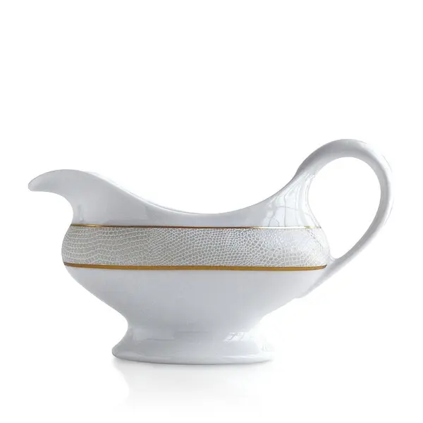 Bernardaud Sauvage White Gravy Boat - Gold/white