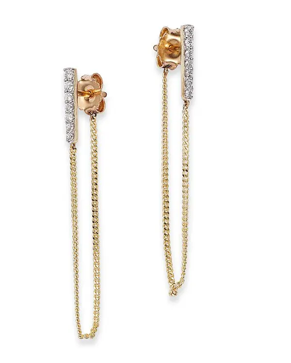 Bloomingdale'S Diamond And 14k Yellow Chain Earrings - Gold