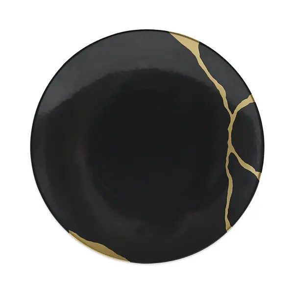 Bernardaud Kintsugi Charbon Coupe Salad Plate - Black