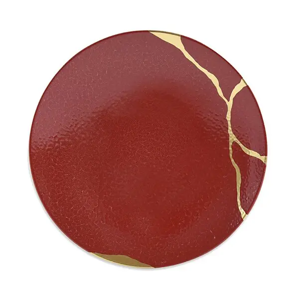 Bernardaud Kintsugi Charbon Coupe Salad Plate - Red