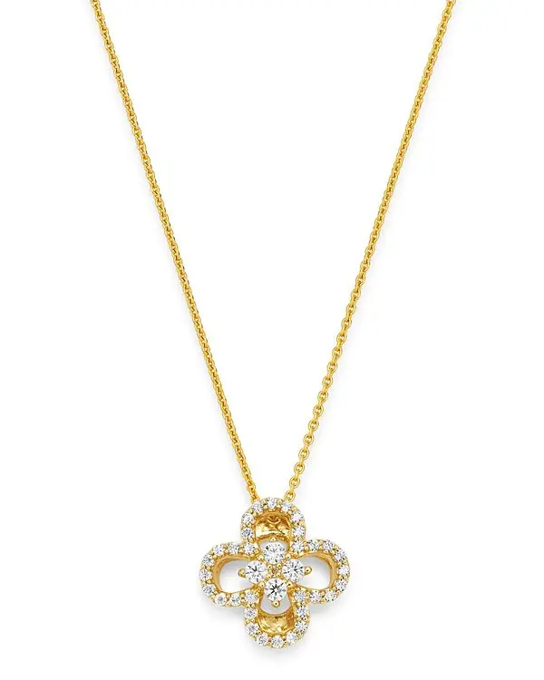 Bloomingdale'S Diamond Clover Pendant Necklace - White/gold
