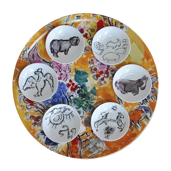 Bernardaud Marc Chagall Joseph Tribe Seder Platter & Dishes, Set Of 6 - Multi