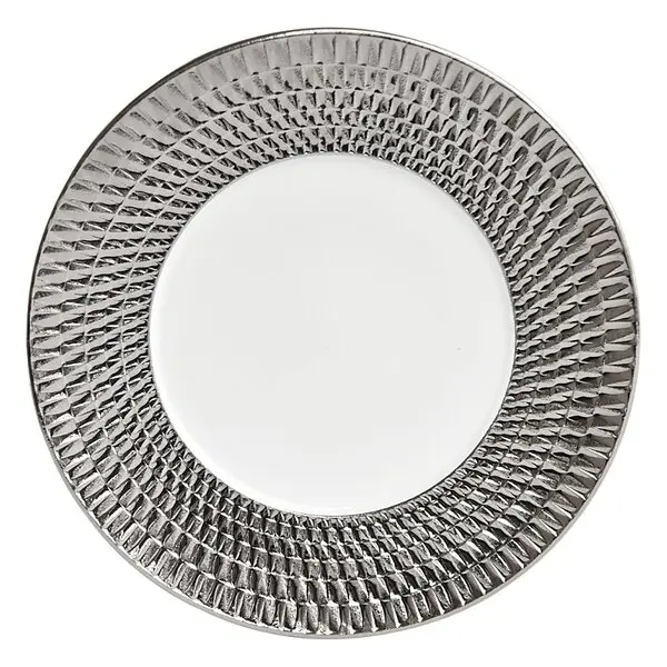 Bernardaud Twist Platinum Salad Plate Exclusive - White/platinum
