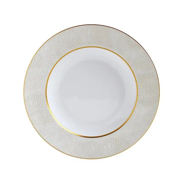 Bernardaud Sauvage White Rim Soup Bowl - Gold/white