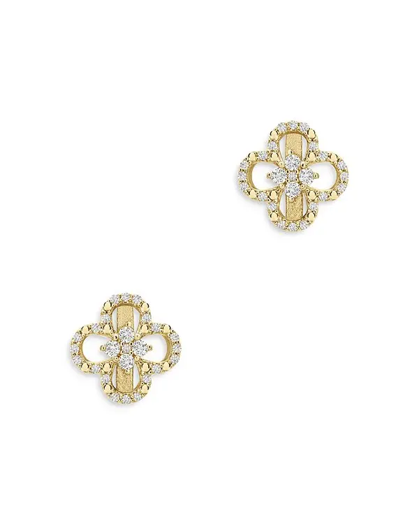Bloomingdale'S Diamond Clover Stud Earrings - White/gold
