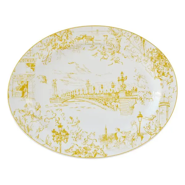 Bernardaud Tout Paris Oval Platter - White/yellow