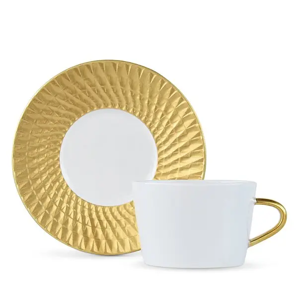 Bernardaud Twist Gold Tea Saucer Exclusive - White/gold