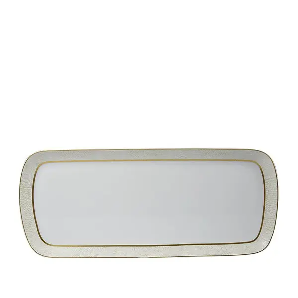 Bernardaud Sauvage White Rectangular Cake Platter - Gold/white