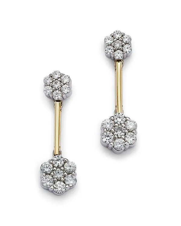 Bloomingdale'S Diamond Flower Cluster Drop Earrings 1.25 Ct. T.w - White/yellow