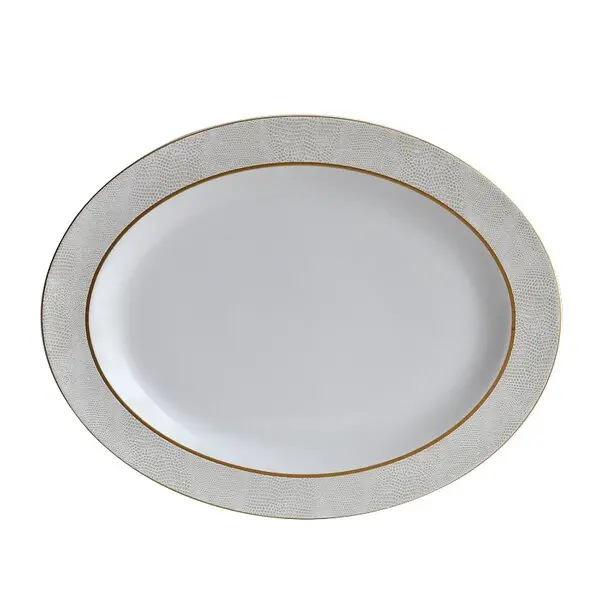 Bernardaud Sauvage White Oval Platter, 13 - Gold/white