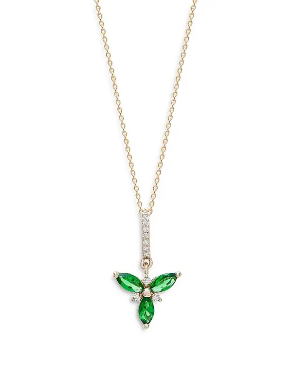 Bloomingdale'S Emerald And Diamond Pendant Necklace - Green/gold