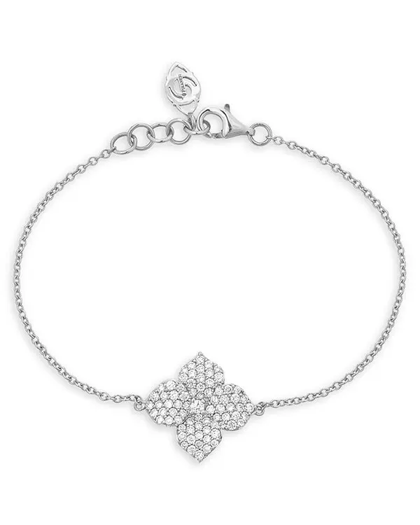 Piranesi 18k Gold Flower Diamond Link Bracelet - White