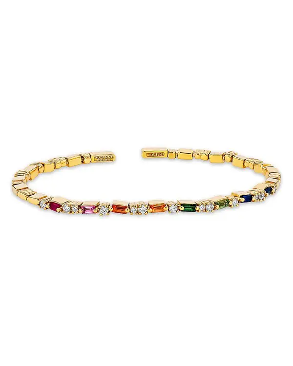 SUZANNE KALAN 18k Yellow Fireworks Rainbow Sapphire And Diamond Bangle Bracelet - Multi/gold