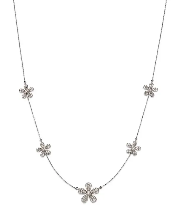 Bloomingdale'S Diamond Flower Station Necklace In 14k Gold - White