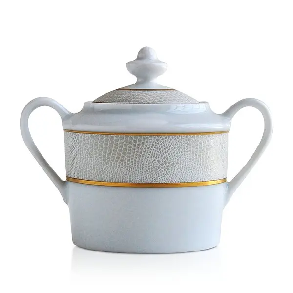 Bernardaud Sauvage White Sugar Bowl - Gold/white