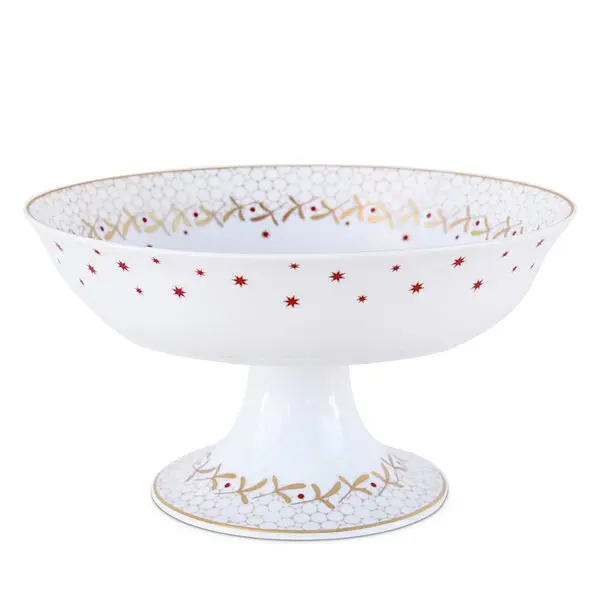 Bernardaud Noel Footed Cake Plate - White