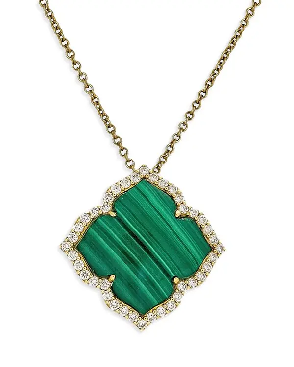 Piranesi Capri Malachite And Diamond Flower Necklace - Green/gold