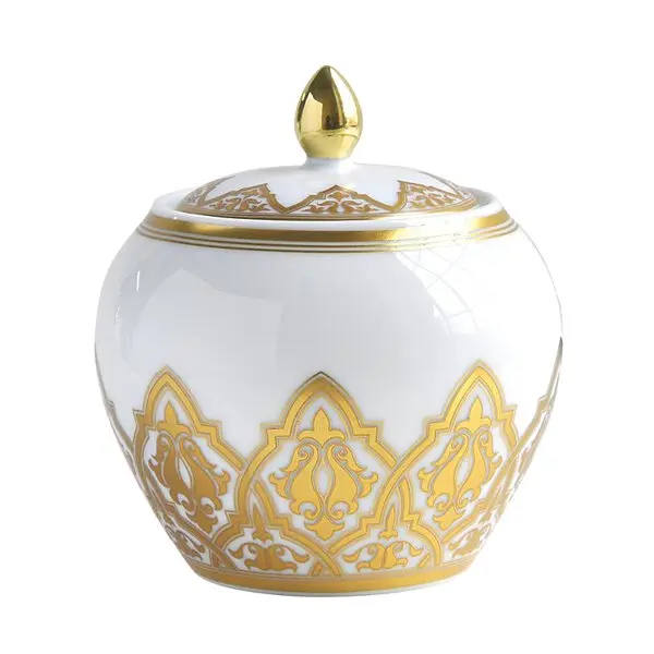Bernardaud Venise Sugar Bowl - White/gold