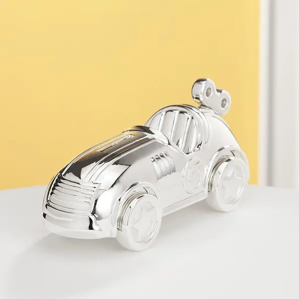 REED & BARTON Silverplated Race Car Coin Bank