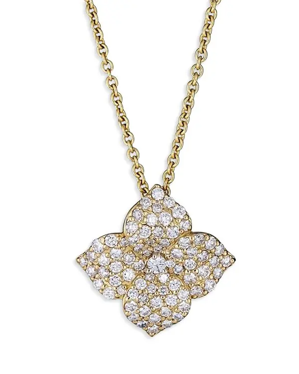 Piranesi 18k Yellow Diamond Flower Pendant Necklace - Gold