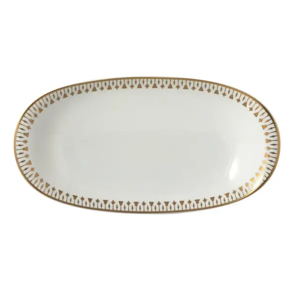 Bernardaud Soleil Levant Relish Dish - White/gold